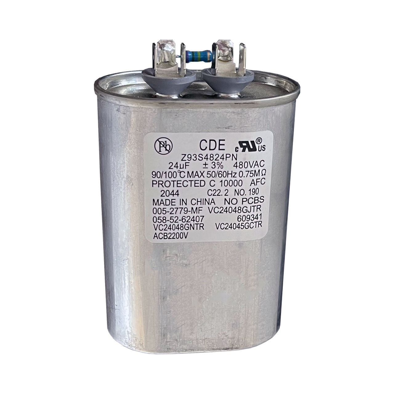 24uF Capacitor 480VAC - Oil Filled - Oval Metal Case - Use with 1000W ...